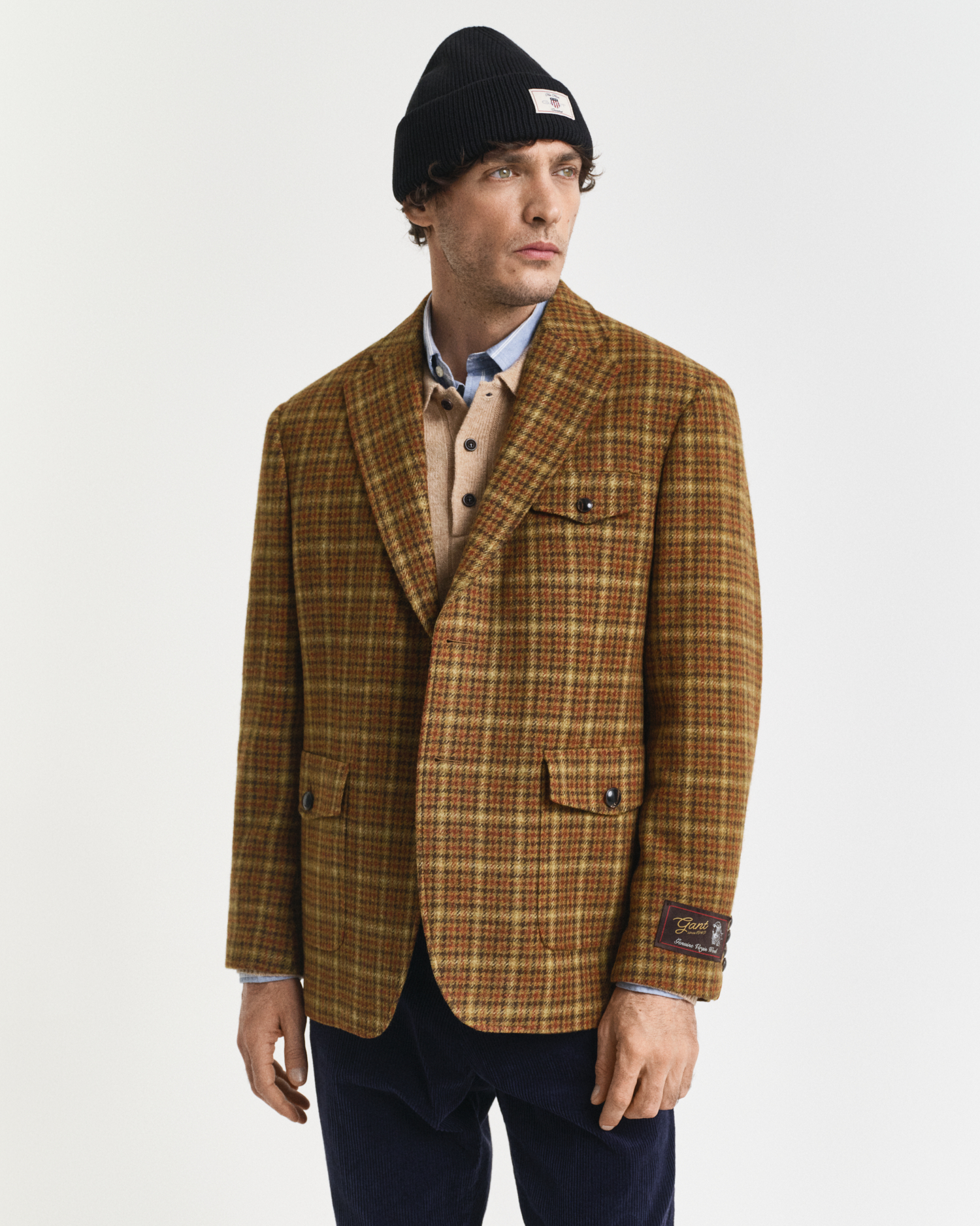 Veste blazer coupe décontractée en tweed à carreaux - GANT